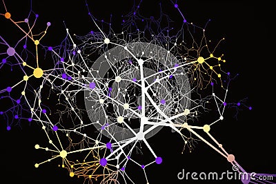 Neural Network, With Each Node Showing Different Activity And Connection Patterns Stock Photo ...