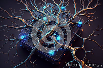 Neural Network With Glowing Bioluminescence. The Image Represents The ...