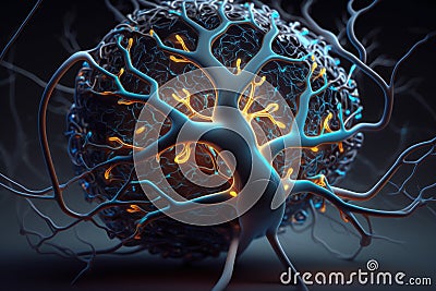 Neural Network With Glowing Bioluminescence. The Image Represents The ...