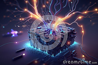 Neural Network With Glowing Bioluminescence. The Image Represents The ...