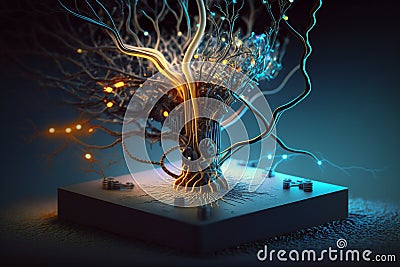 Neural Network With Glowing Bioluminescence. The Image Represents The ...