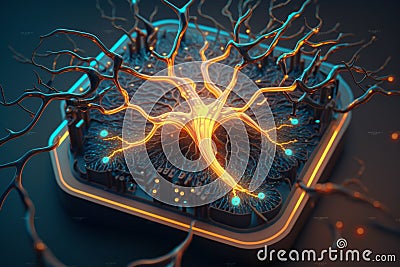 Neural Network With Glowing Bioluminescence. The Image Represents The ...