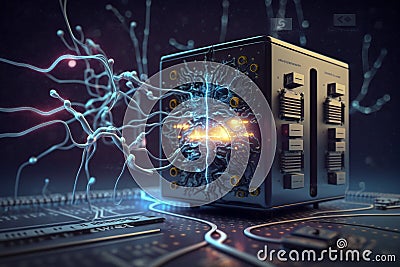 Neural Network With Glowing Bioluminescence. The Image Represents The ...