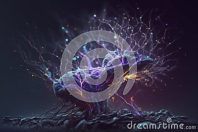 Neural Network With Glowing Bioluminescence. The Image Represents The ...