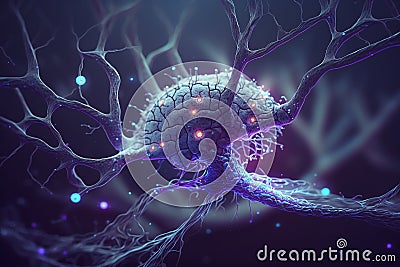 Neural Network With Glowing Bioluminescence. The Image Represents The ...