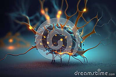 Neural Network With Glowing Bioluminescence. The Image Represents The ...