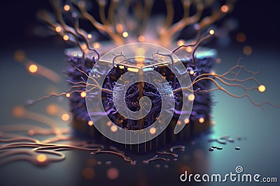 Neural Network With Glowing Bioluminescence. The Image Represents The ...