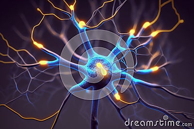 Neural Network With Glowing Bioluminescence. The Image Represents The ...
