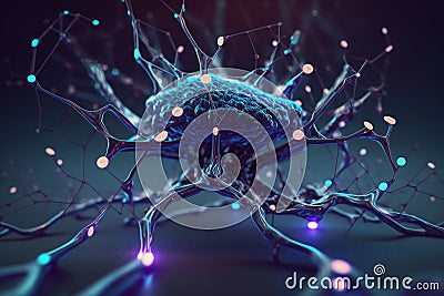 Neural Network With Glowing Bioluminescence. The Image Represents The ...