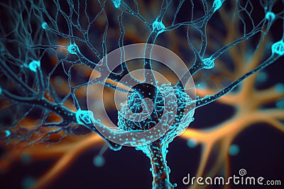 Neural Network With Glowing Bioluminescence. The Image Represents The ...