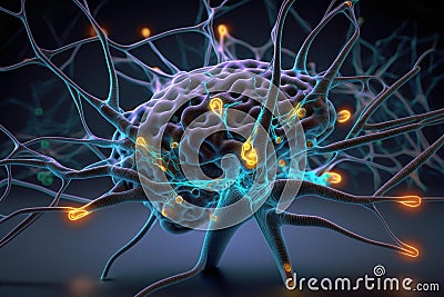 Neural Network With Glowing Bioluminescence. The Image Represents The ...