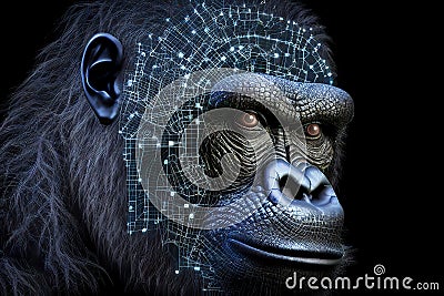 Neural Network Of A Gorilla Brain With Data And Artificial Intelligence ...