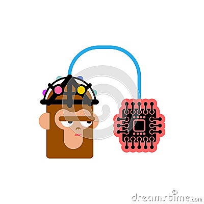 Neuralink Chip In Monkeys Brain. Artificial Intelligence Cyborg Vector ...