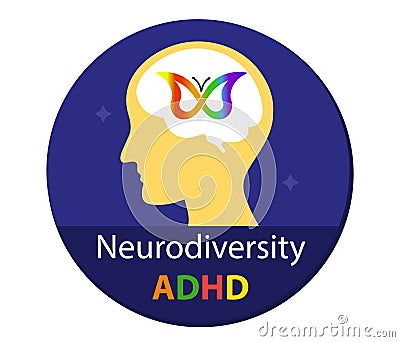 Neurodiversity ADHD Symbol. Rainbow Gradient Butterfly In The Shape Of ...