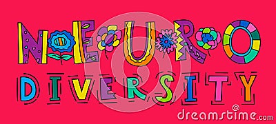 Neurodiversity And Autism. Creative Hand-drawn Lettering In A Pop Art ...