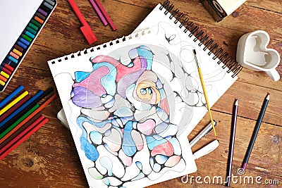 Neurographics Concept, Drawing Helps To Know Oneself, Psychological ...