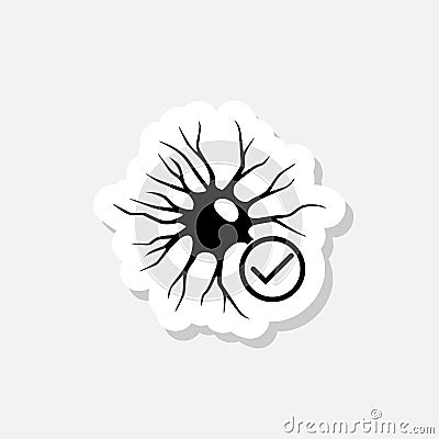Neuron With Check Mark Sticker Icon Cartoon Vector | CartoonDealer.com ...