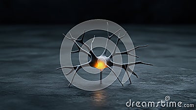Neuron Structure With An Orange Glow On A Dark Background Royalty-Free ...