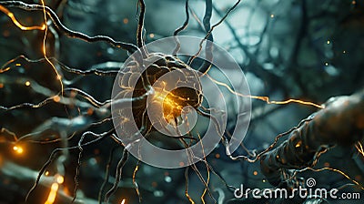 Neurons In The Brain Actively Firing, Symbolizing Neural Activity And ...