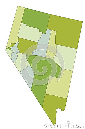 Detailed Editable Political Map With Separated Layers. Nevada. Cartoon ...
