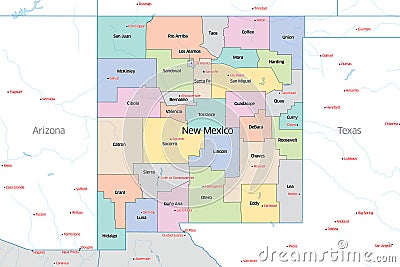 Counties Of New Mexico Political Map Stock Photography | CartoonDealer ...