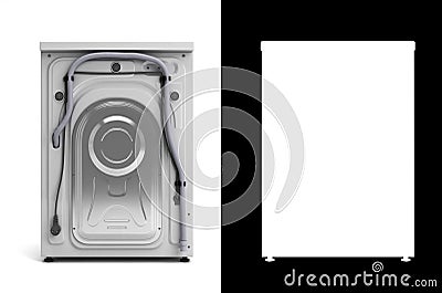 New Modern Washing Machine Back View 3D Render On White With Alpha ...
