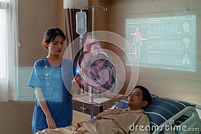 New Normal Futuristic Technology In Medical Concept Doctor Describes Patient By Using Artificial ...