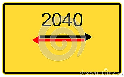 2040 New Year. 2040 New Year On A Yellow Road Billboard Stock Photo ...