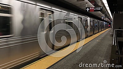 New York Subway Express Train Arriving Station NYC Stock Video - Video ...