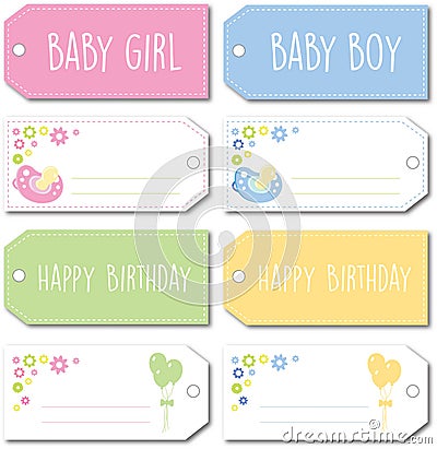 Newborn Baby Gift Tag Stock Vector - Image: 62313152