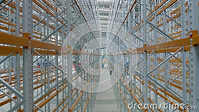 Newly Constructed Warehouse Interior Racking System Flythrough Stock ...