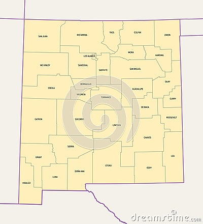 New Mexico, U.S. State Subdivided Into 33 Counties, Political Map Cartoon Vector | CartoonDealer ...