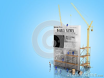 News Building Concept Builders Stick Newspaper Columns On A Blank ...