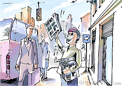 Newsboy Cartoon Vector | CartoonDealer.com #24170511