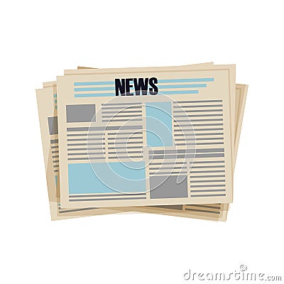 Newspaper Pile, Stack Of Magazine With Rope In Cartoon Style Isolated ...