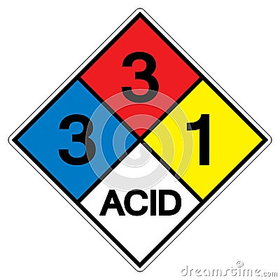 NFPA Diamond 704 3-3-1 ACID Symbol Sign, Vector Illustration, Isolate ...