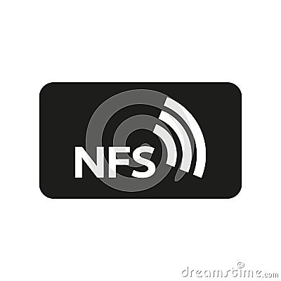NFS Icon. Wireless Signal Symbol. NFC Technology Badge. Black Rectangle ...