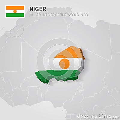 Niger Drawn On Gray Map Cartoon Vector | CartoonDealer.com #85602283