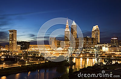 Night In Downtown Cleveland Royalty Free Stock Images - Image: 15055279