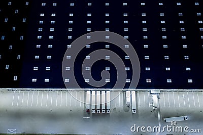 Night Loading Dock At A Warehouse. Modern Logistics Center. Docking ...
