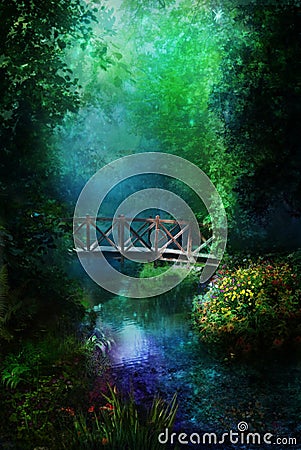 Night In Magical Forest Stock Photo - Image: 13098210