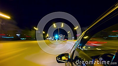 Night Road, Side View, Time-lapse Stock Video - Video of city, neon ...