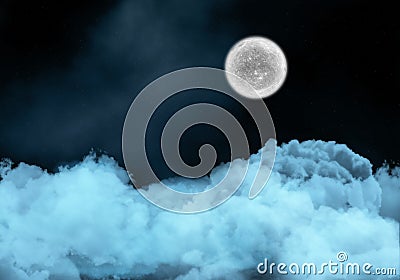 Night Sky With Fictional Moon Above Clouds Stock Photography ...