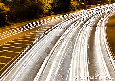 Night time traffic on a highway - Stock Image - Everypixel