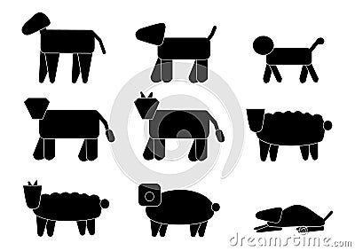 Nine Animal Logo Cartoon Vector | CartoonDealer.com #28581461