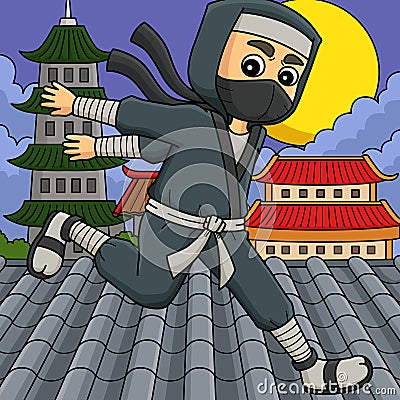 Ninja Running Colored Cartoon Illustration | CartoonDealer.com #320989535