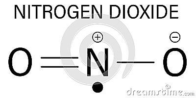 Nitrogen Dioxide NO2 Air Pollution Molecule. Free Radical Compound ...
