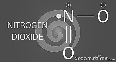 Nitrogen Dioxide NO2 Air Pollution Molecule. Free Radical Compound ...