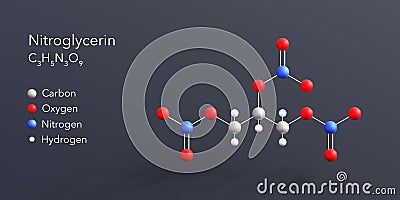 Nitroglycerin Molecule 3d Rendering, Flat Molecular Structure With ...
