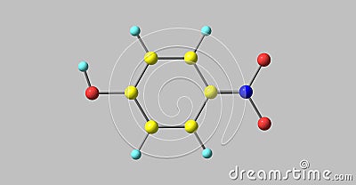 4-Nitrophenol Molecular Structure Isolated On Grey Royalty-Free Cartoon ...